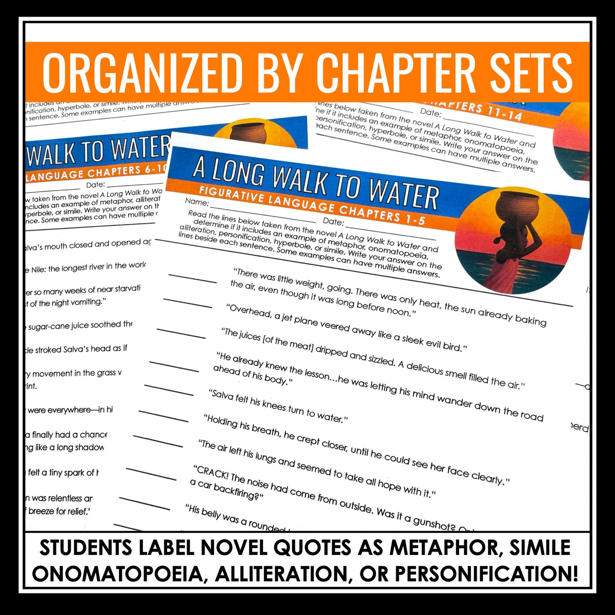 A Long Walk to Water Figurative Language Assignments and Answer Keys ...