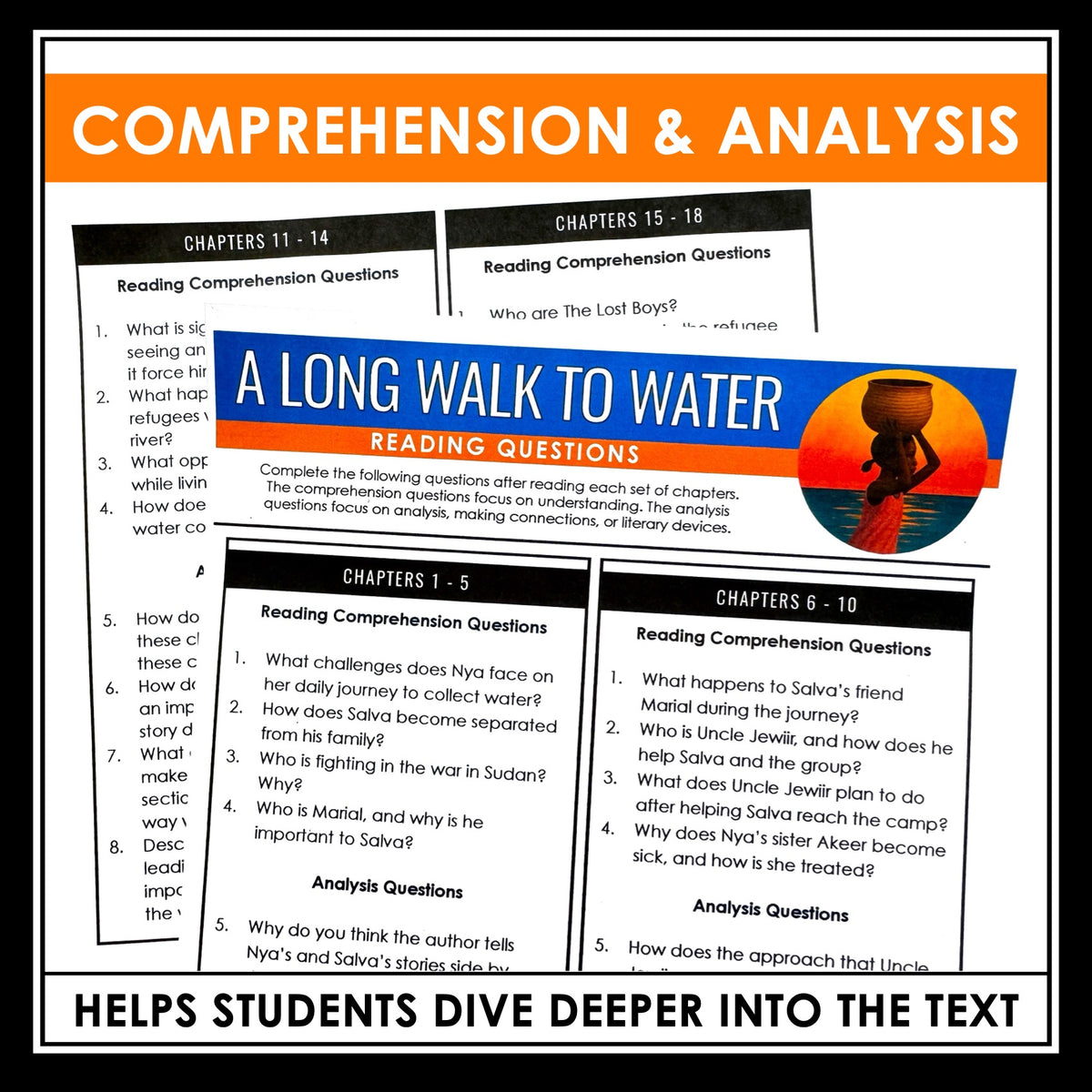 A Long Walk to Water Questions - Comprehension & Analysis Chapter Ques ...