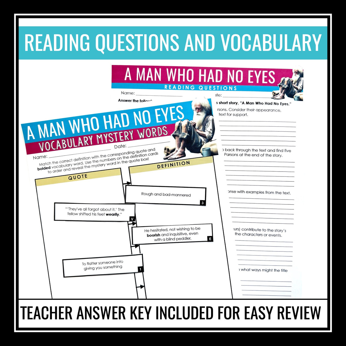 A Man Who Had No Eyes by MacKinlay Kantor Short Story Presentation & A ...