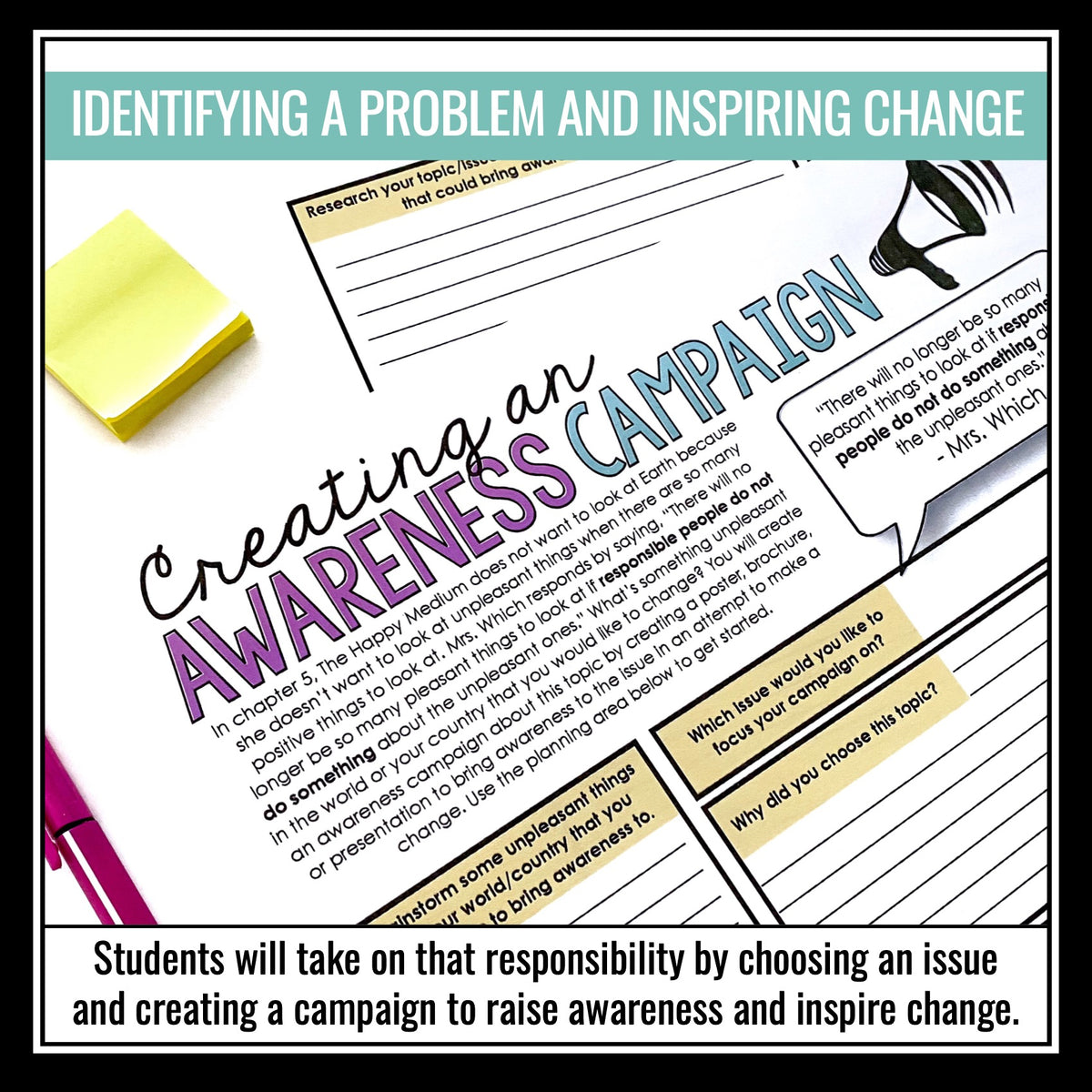 A Wrinkle in Time Activity - Create an Awareness Campaign Novel Assign ...