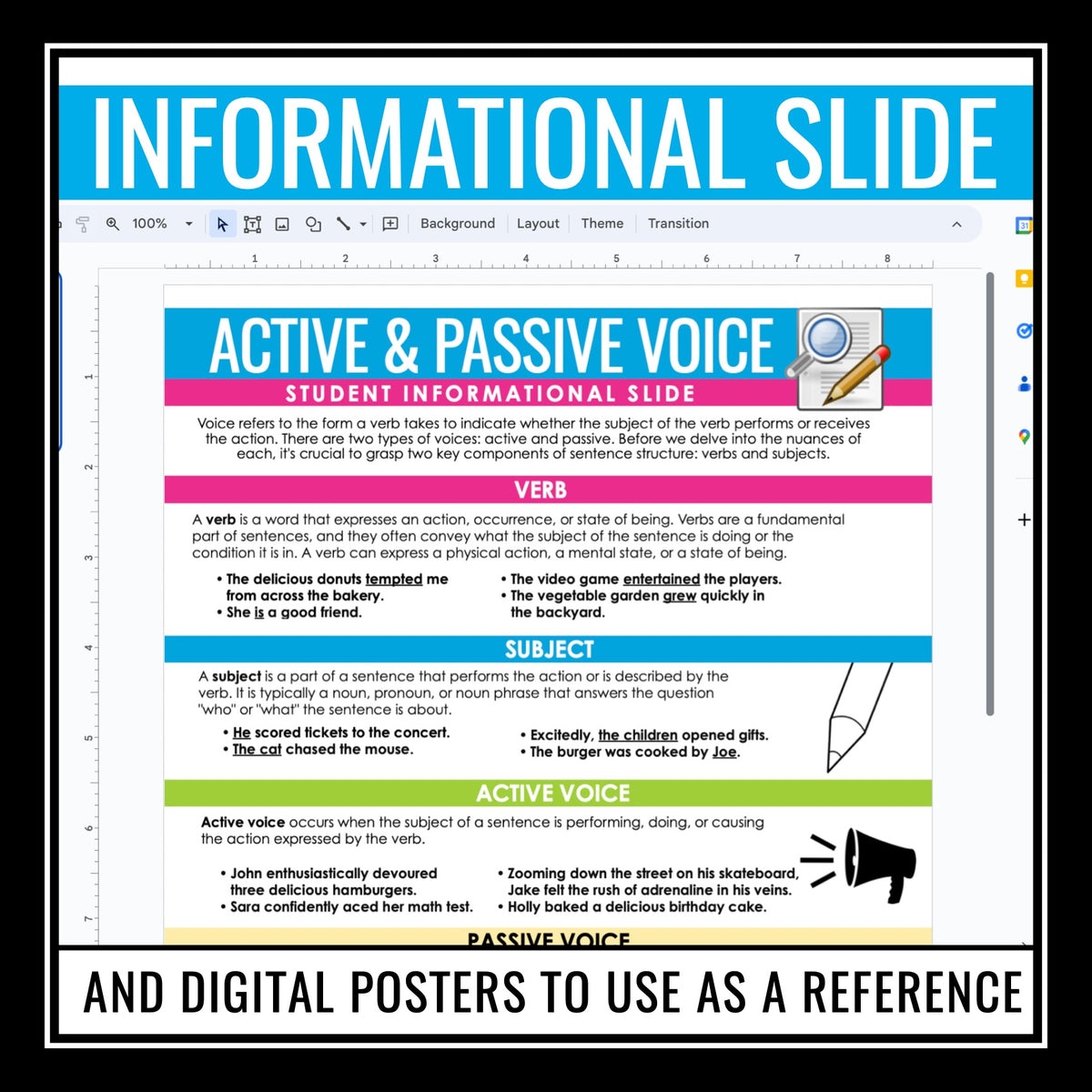 Active and Passive Voice - Digital Presentation, Grammar Assignment, a ...