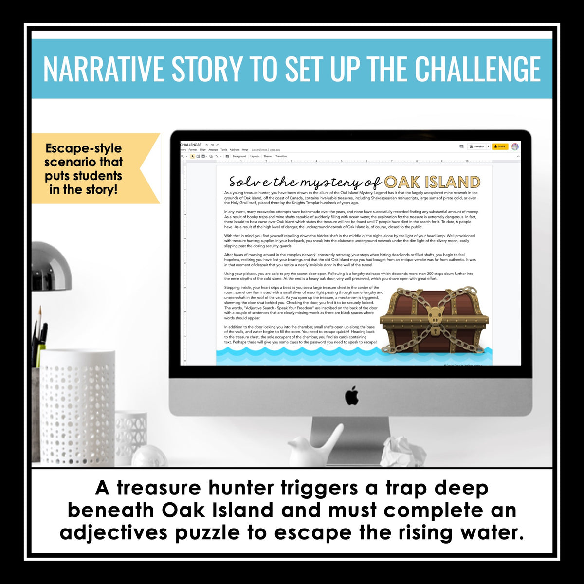 Adjectives Parts of Speech Escape Room Digital Activity, Google Slides ...