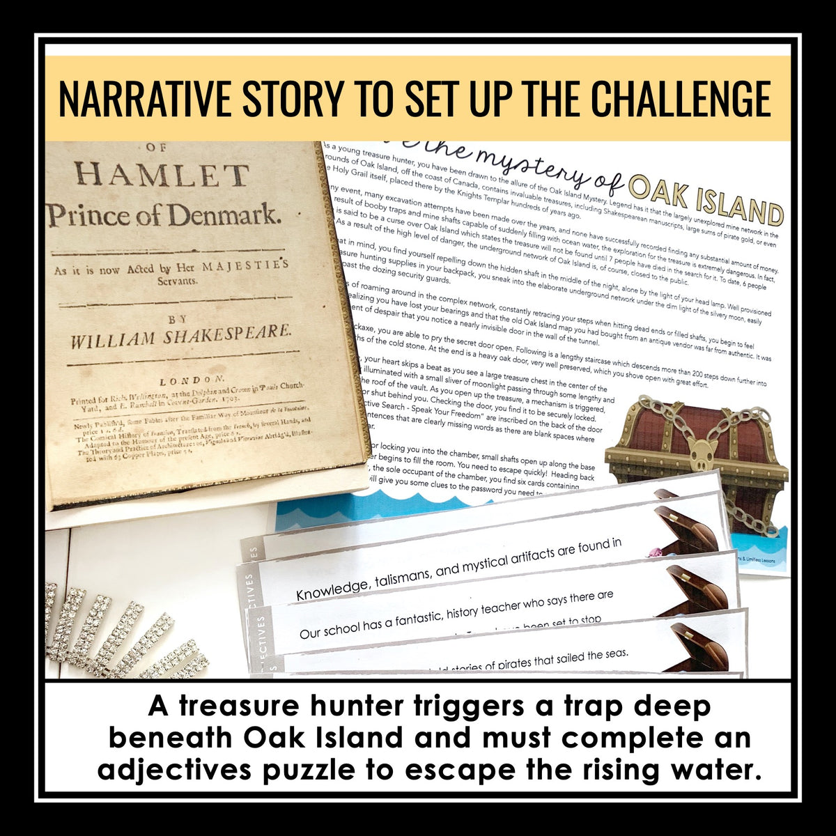 Adjectives Parts of Speech Grammar Activity Escape Challenge, Slides ...