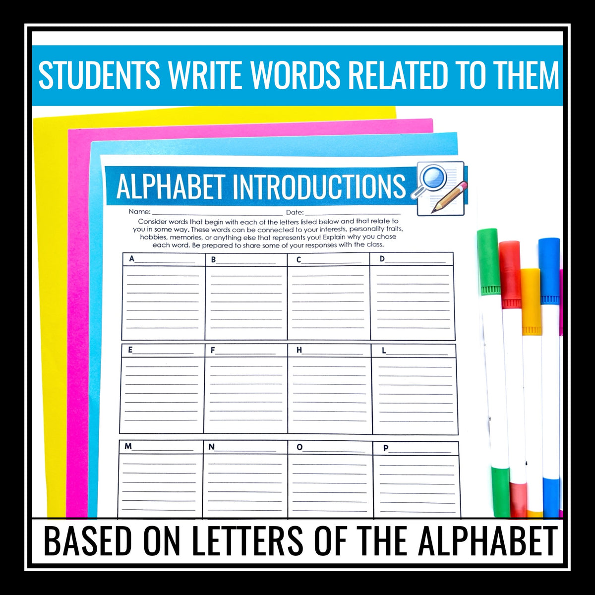 Back to School Activity - Alphabet Introduction Icebreaker First Day A ...