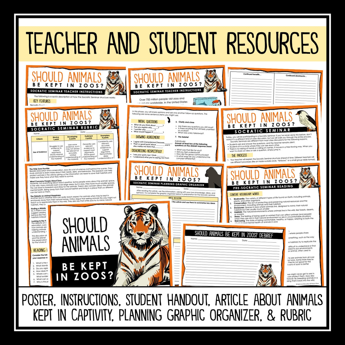 Socratic Seminar - Zoos Discussion Slides, Graphic Organizers and Hand ...