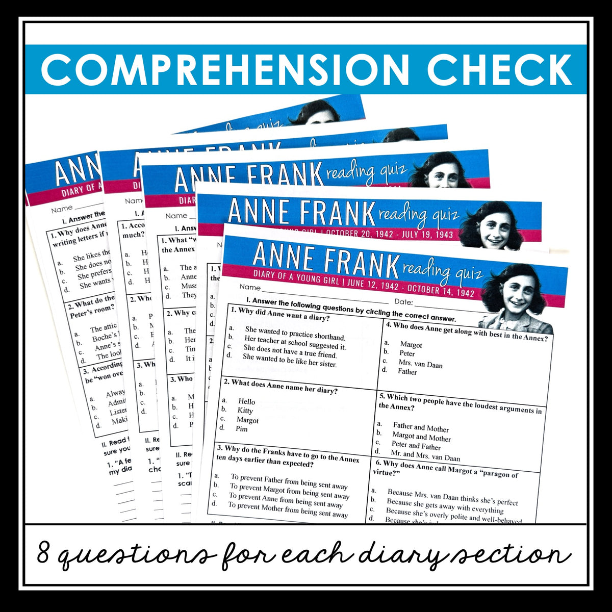 Anne Frank The Diary of a Young Girl Quizzes - Multiple Choice & Quote ...