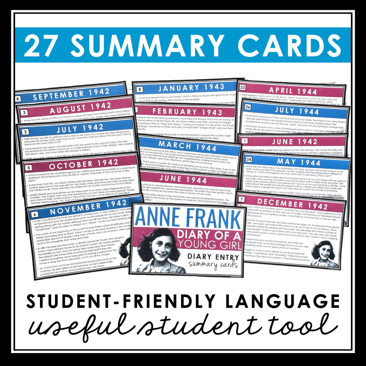 Anne Frank The Diary of a Young Girl Summaries - Monthly Text Summary ...