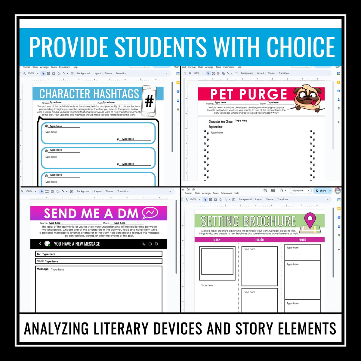 Assignments for Any Novel or Short Story - Digital Reading Response Bo ...