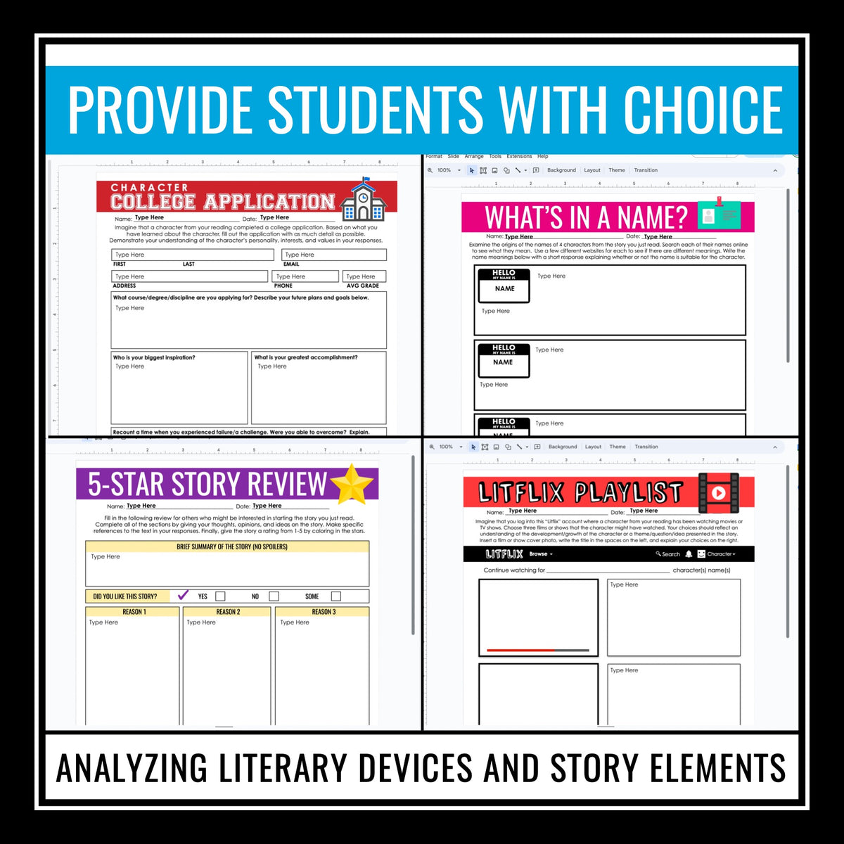 Assignments for Any Novel or Short Story - Digital Reading Response (V ...