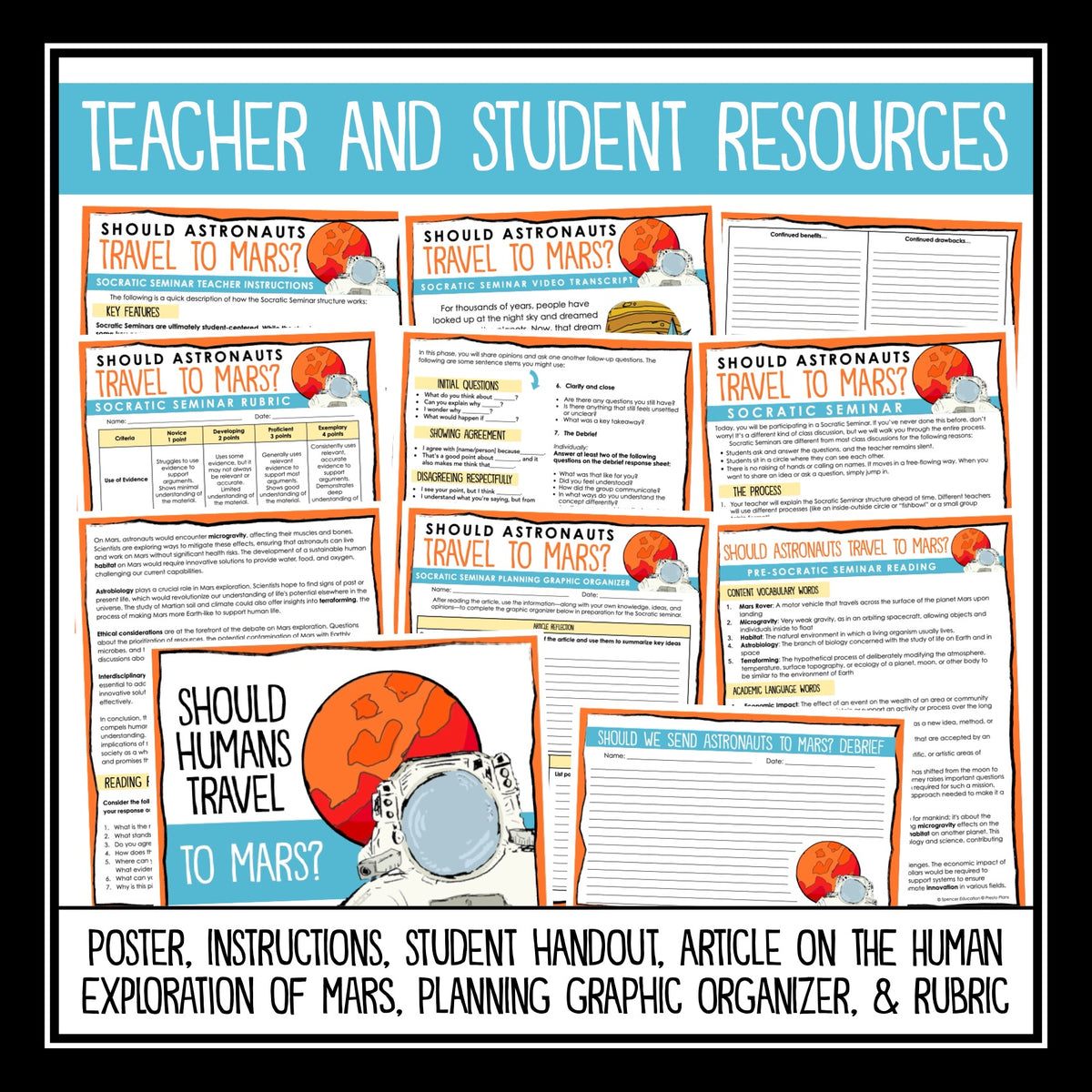 Socratic Seminar - Mars Discussion Slides, Graphic Organizers, and Han ...