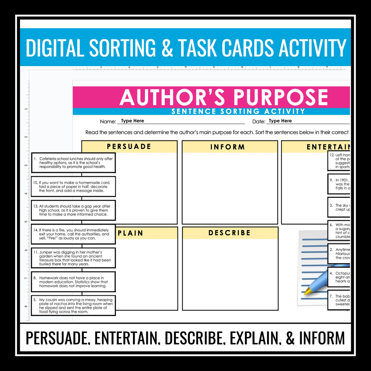 Author's Purpose Lesson - Digital Slides & Assignments Author's Point ...