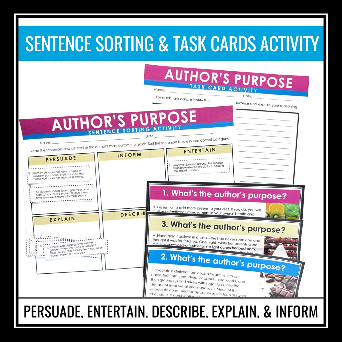 Author's Purpose Lesson - Presentation & Assignments for Author's Poin ...