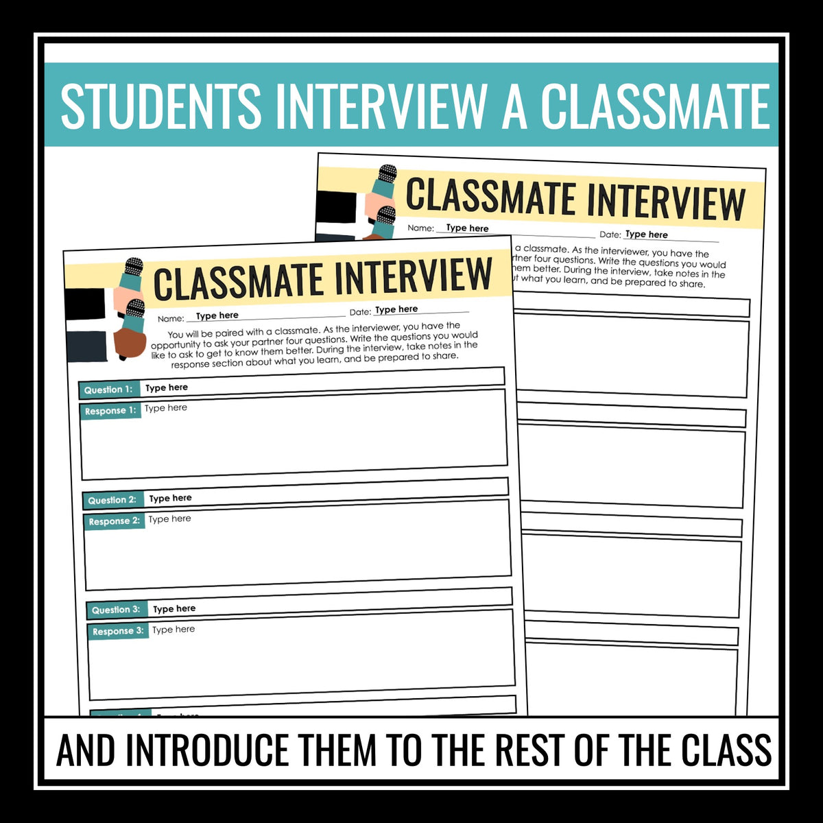 Back to School Activity - Classmates Interview First Day Digital Activ ...