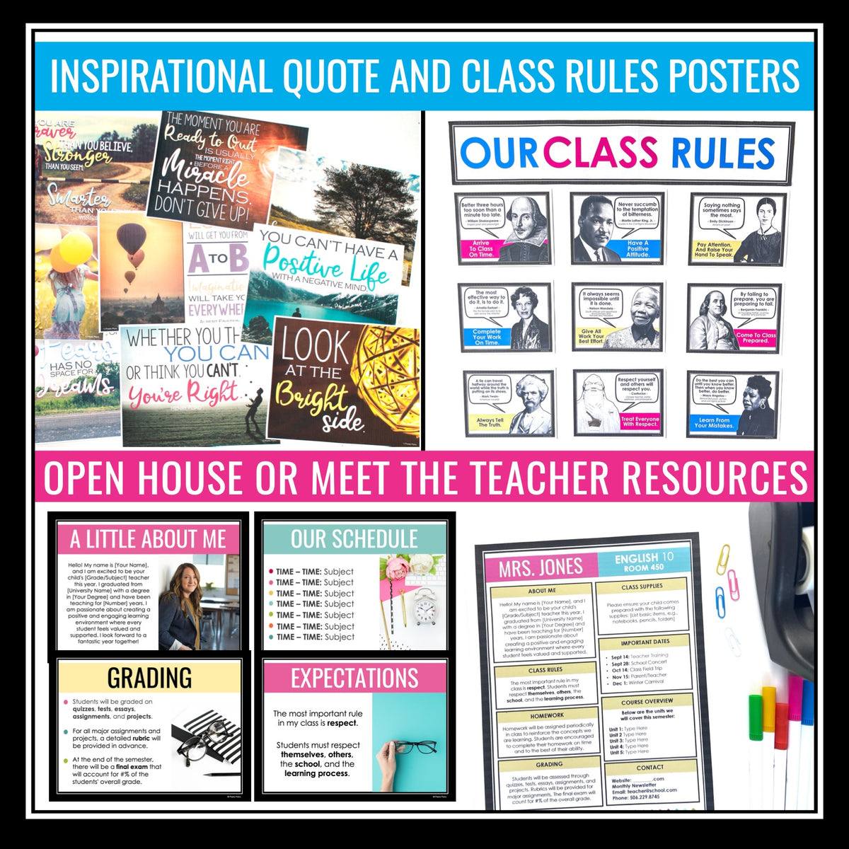 Back to School Bundle - Teacher Binder, Posters, Slides, Classroom Man ...
