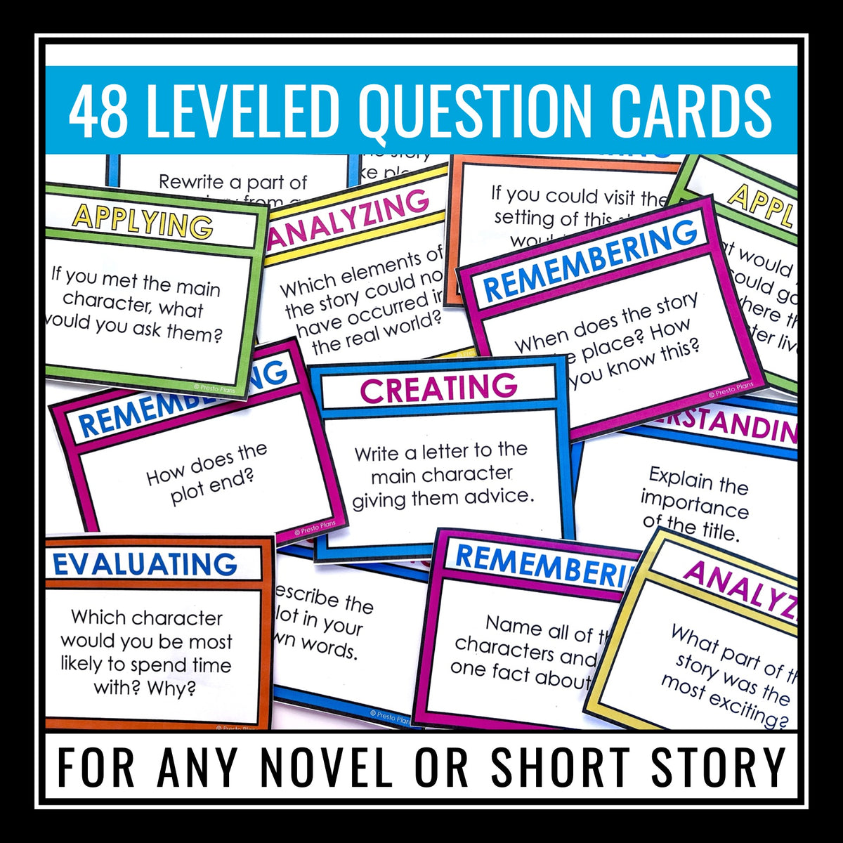 Bloom's Taxonomy Posters, Reading Question Cards, and Assignment for A ...