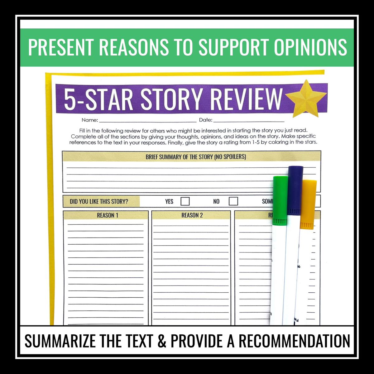 Book Review Assignment - Reading Response Activity for Any Short Story ...