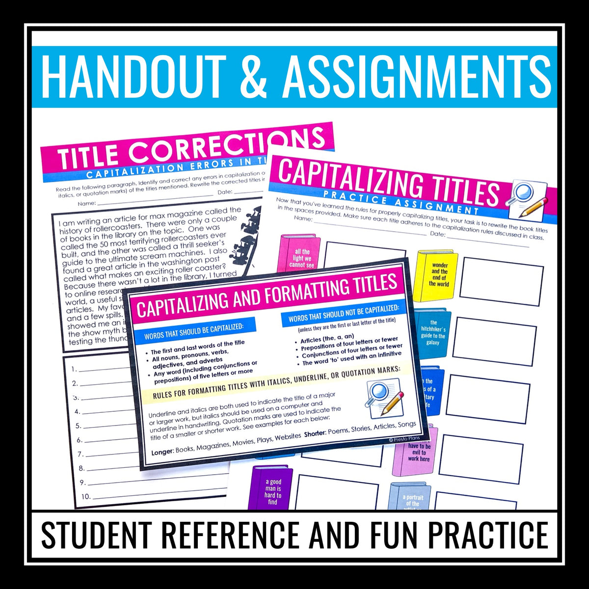 Capitalizing Titles Presentation, Assignments, and Activity - Formatti – Presto Plans