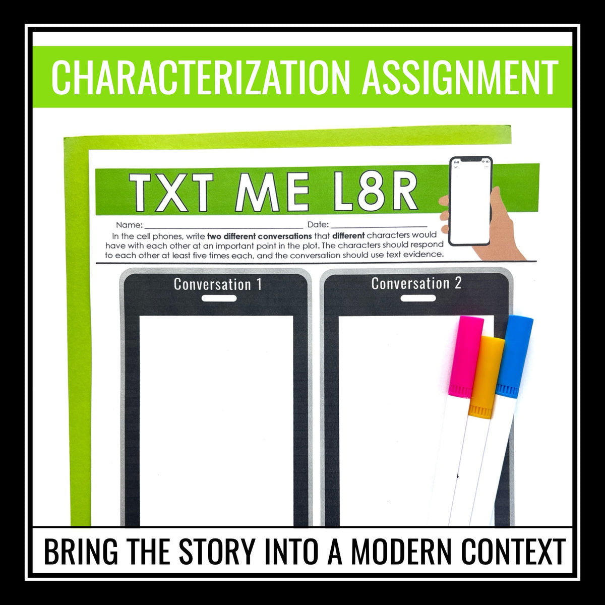 Character Texting Analysis Creative Assignment For Any Novel or Short ...