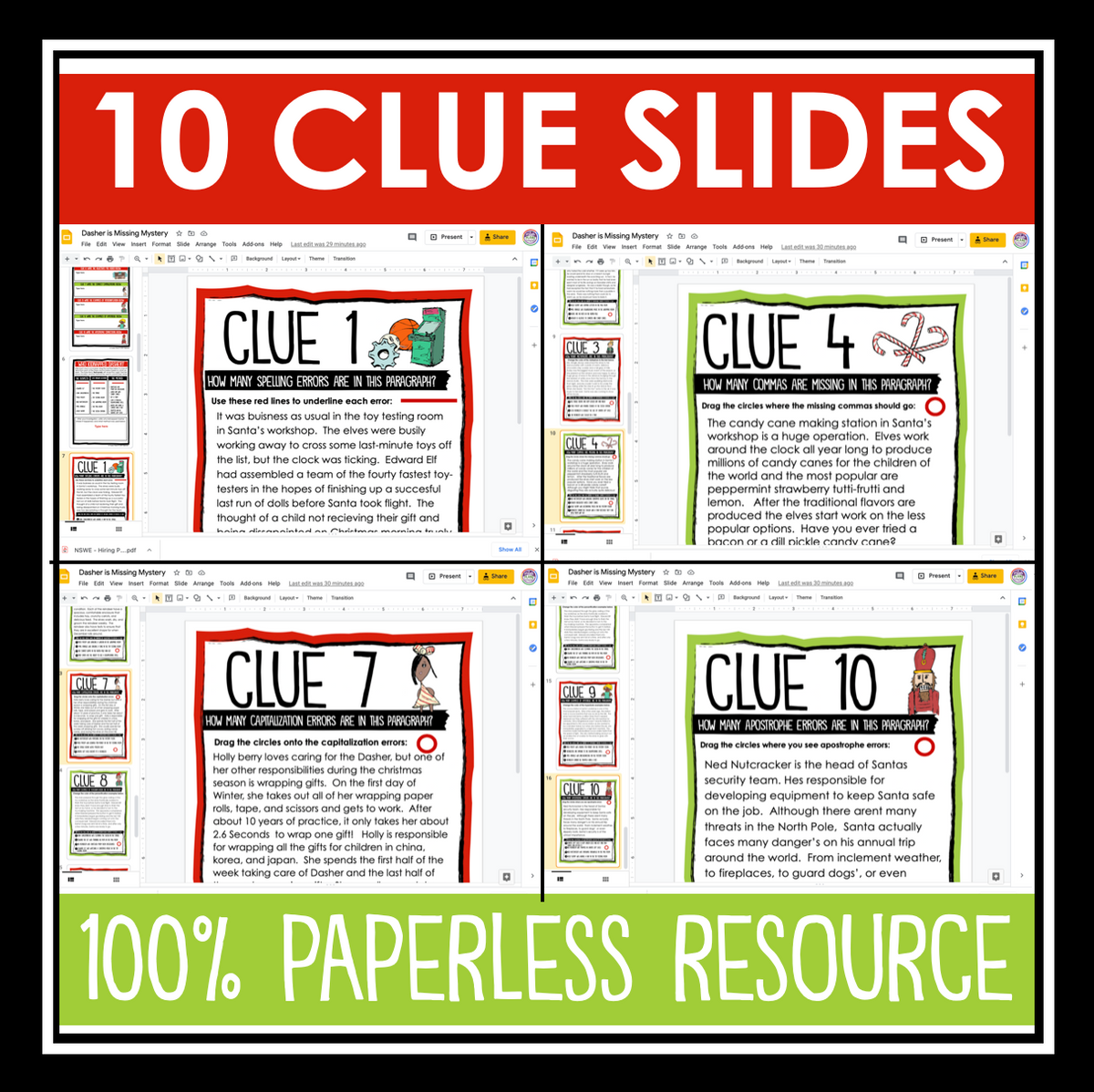 Christmas Mystery Activity - Missing Reindeer ELA Skills Digital Activ ...