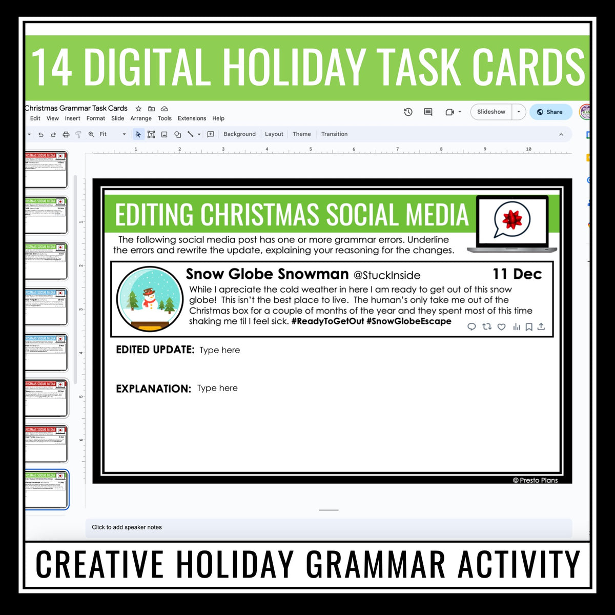 Christmas Grammar Activity - Editing Errors in Holiday Social Media ...