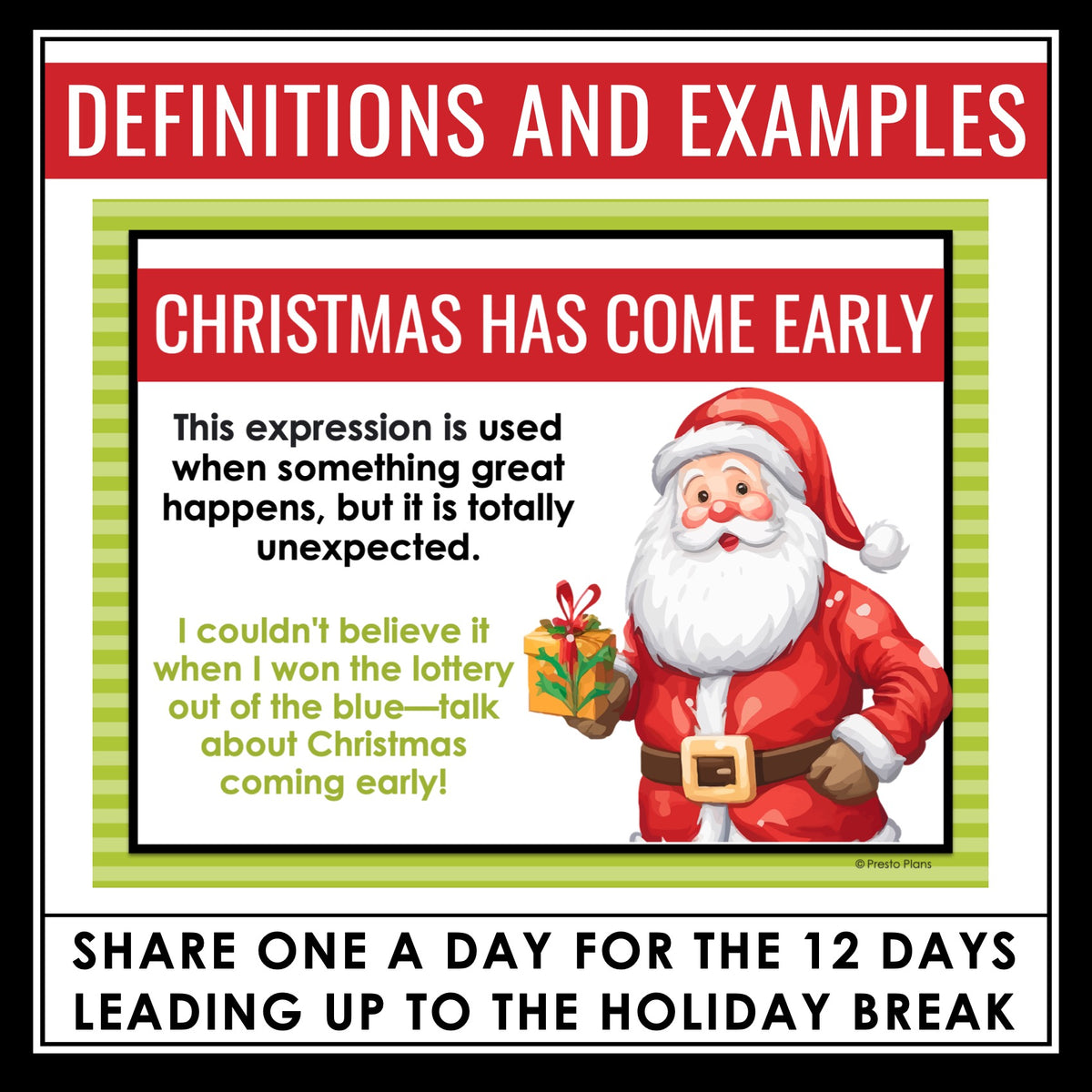 Christmas Idioms Posters and Activity - Bulletin Board Holiday Class D ...