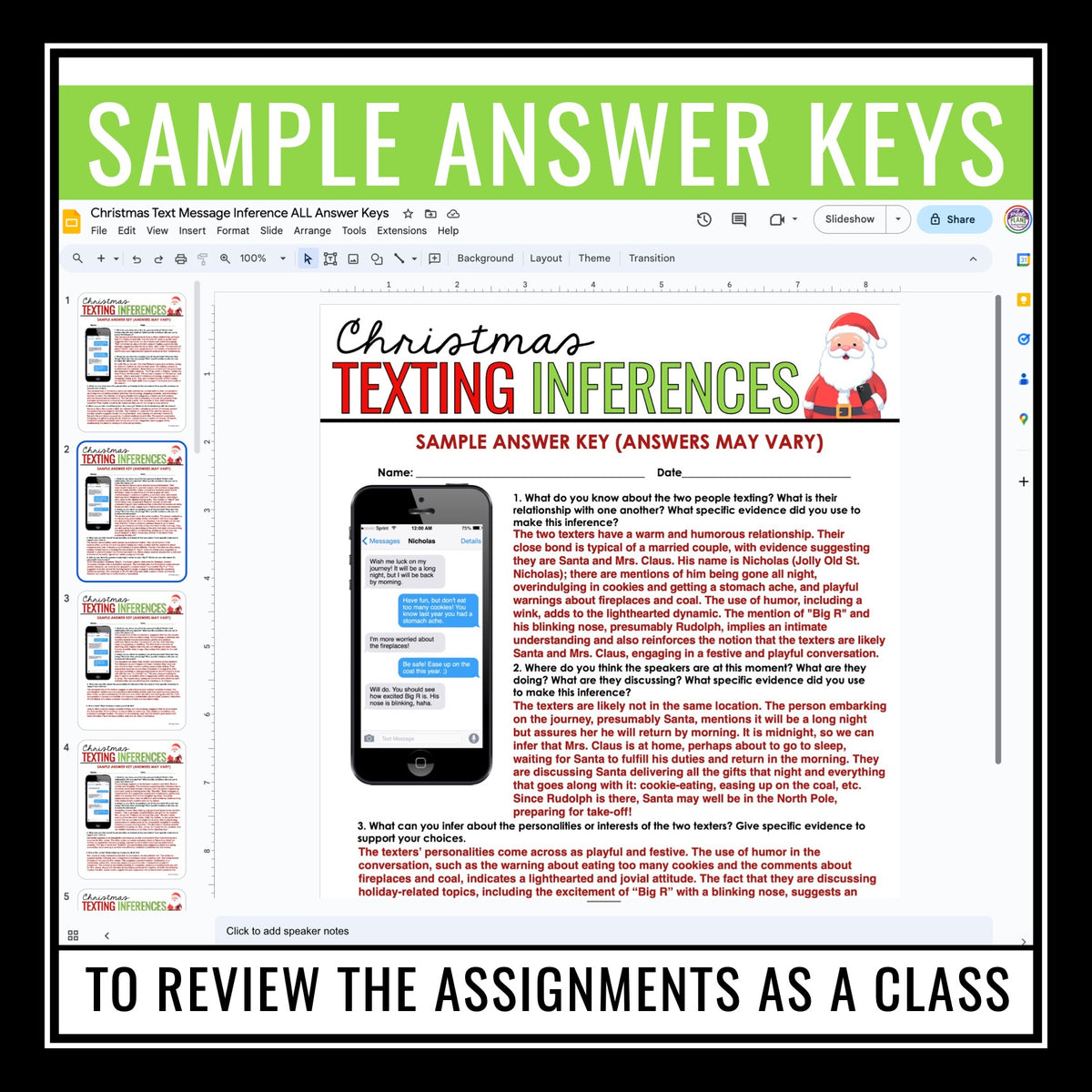 Christmas Inference Activities - Making Inferences in Texts Assignment ...