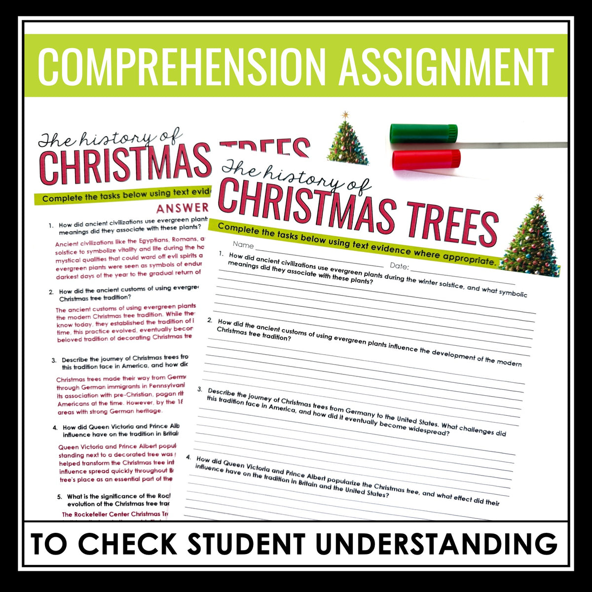 Christmas Reading Comprehension Christmas Trees Nonfiction Article & A ...