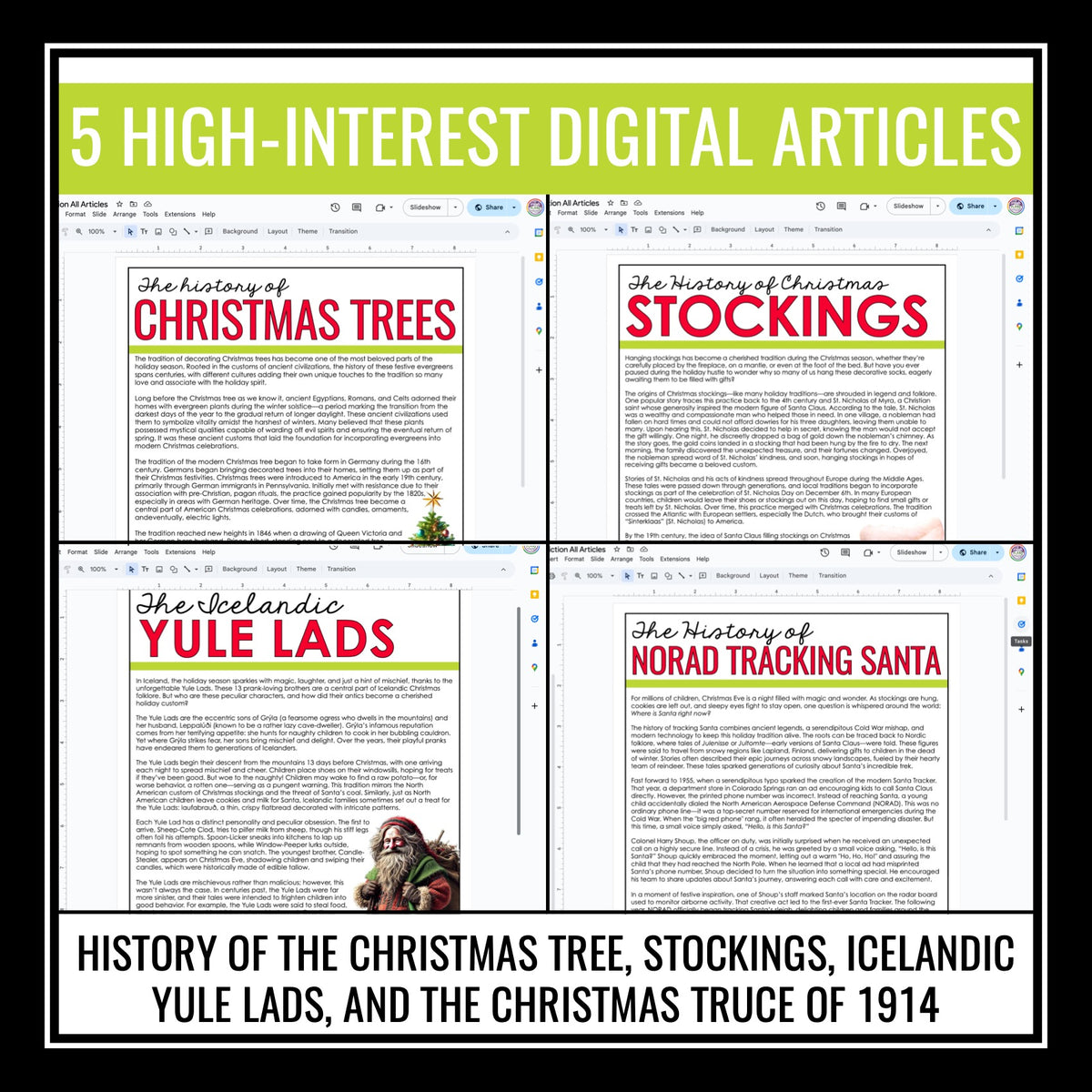 Christmas Reading Comprehension Bundle Digital Nonfiction Articles & A ...