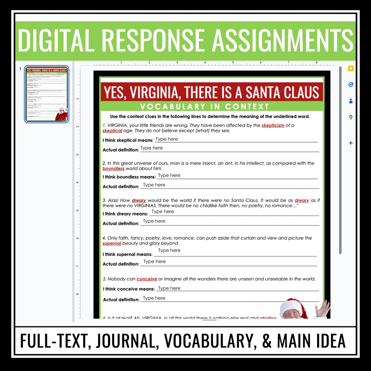 Christmas Nonfiction Digital Assignments - Yes, Virginia, There Is A S ...