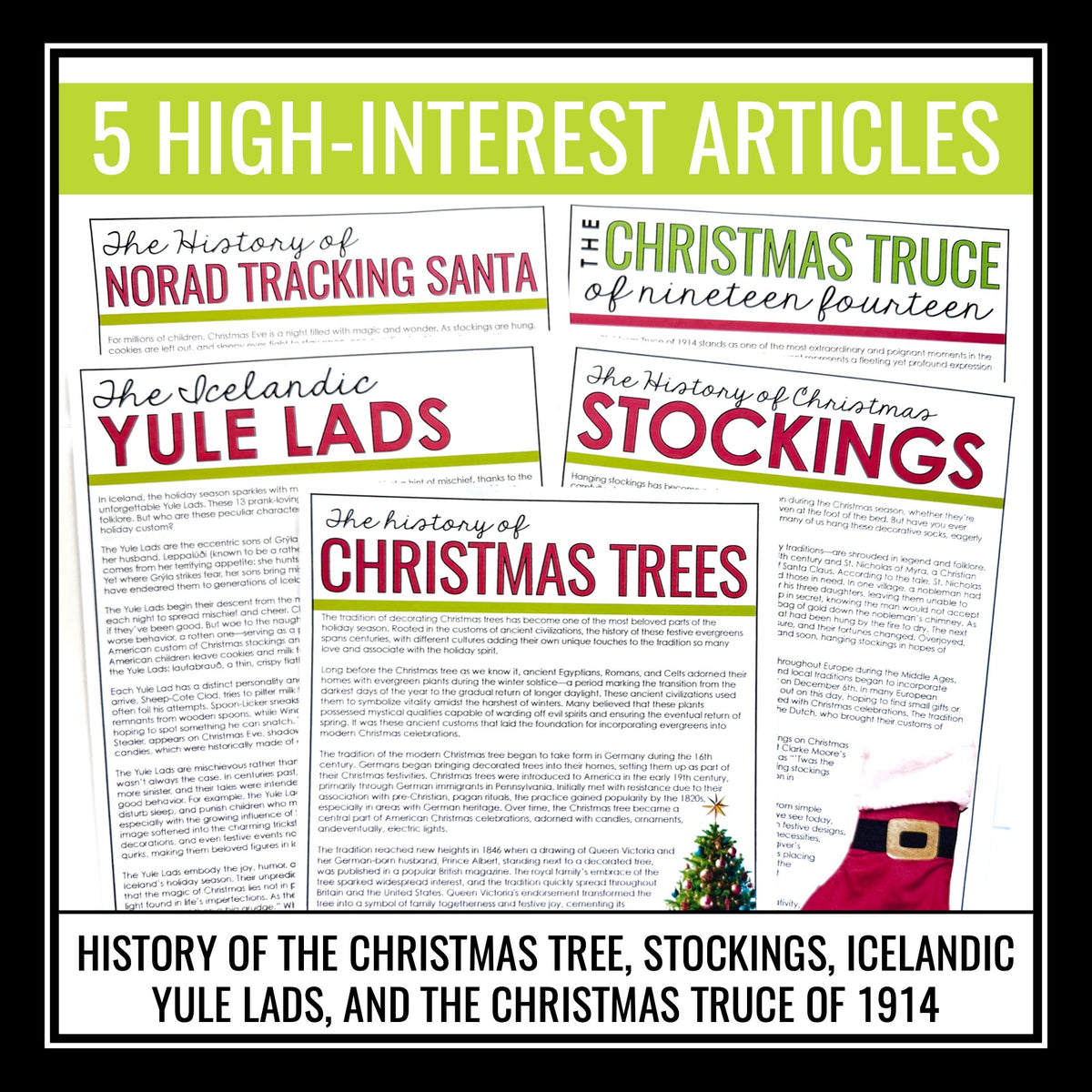 Christmas Reading Comprehension Bundle: 5 Nonfiction Articles & Assign ...