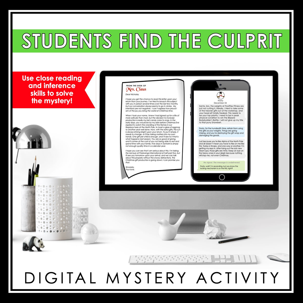 Christmas Close Reading Digital Inference Mystery - Who Stole Santa's ...