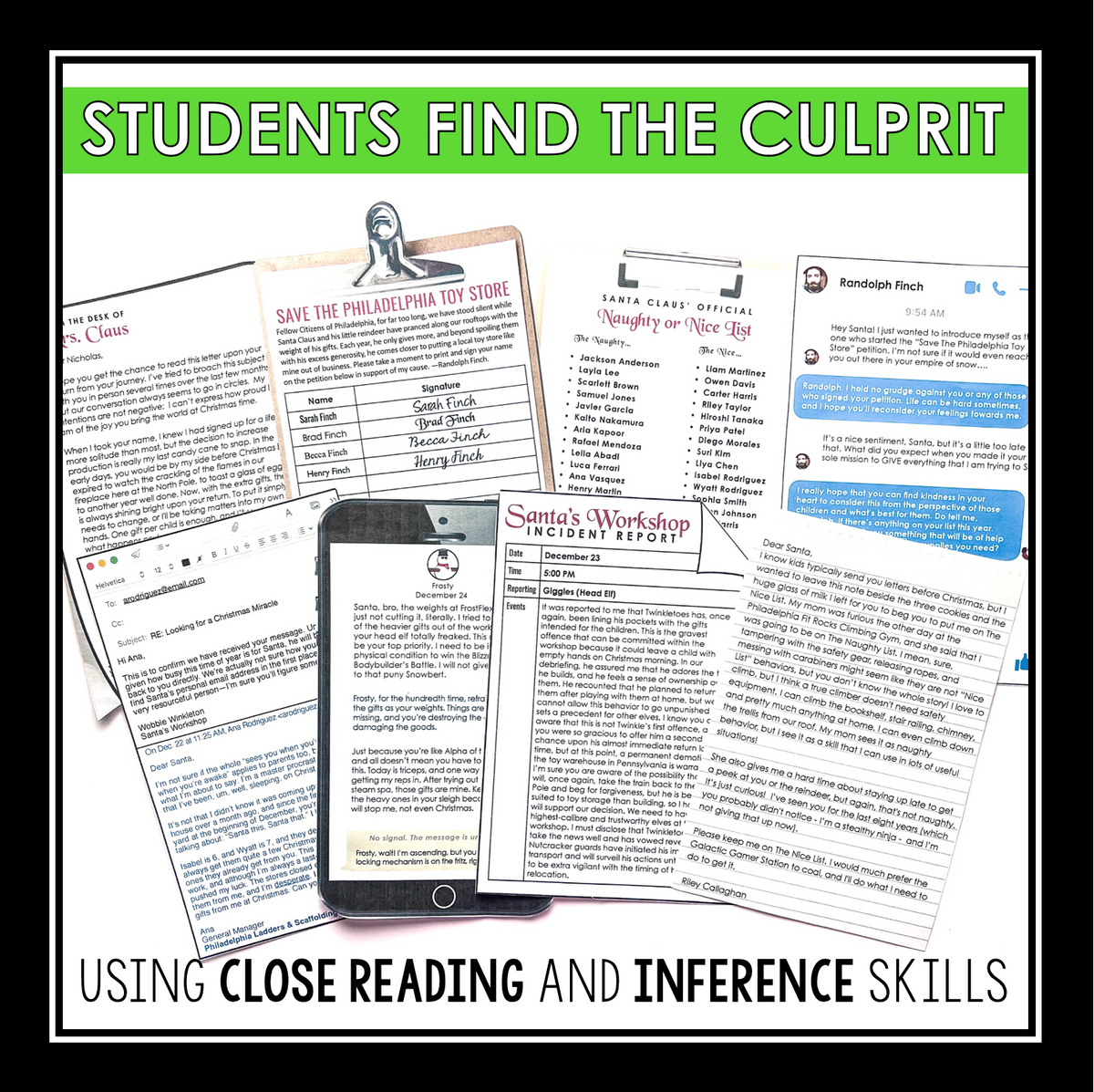 Christmas Close Reading Mystery Inference Activity - Who Stole Santa's ...
