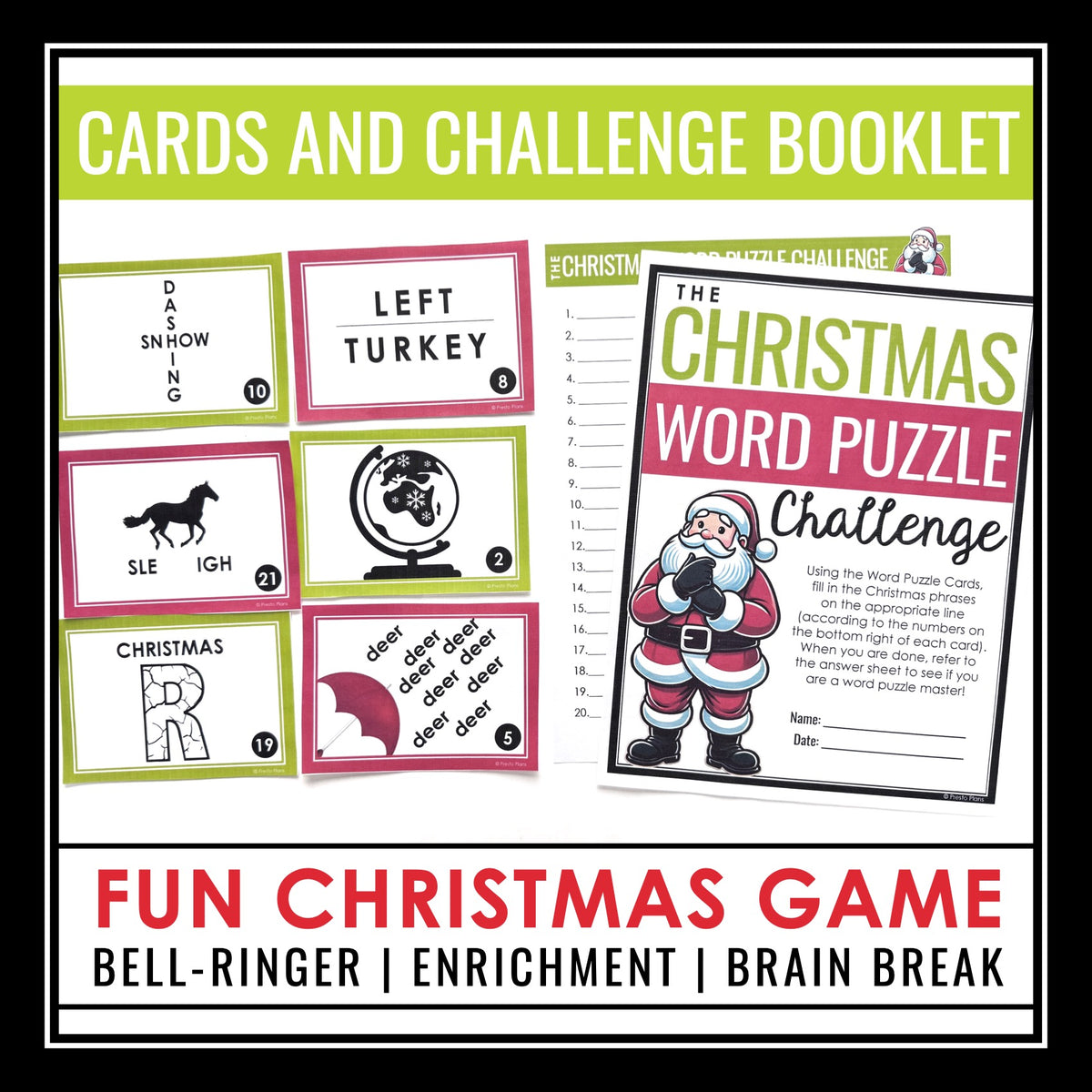 Christmas Word Puzzles Brain Teasers Game - Logic Rebus Word Sense Bra ...
