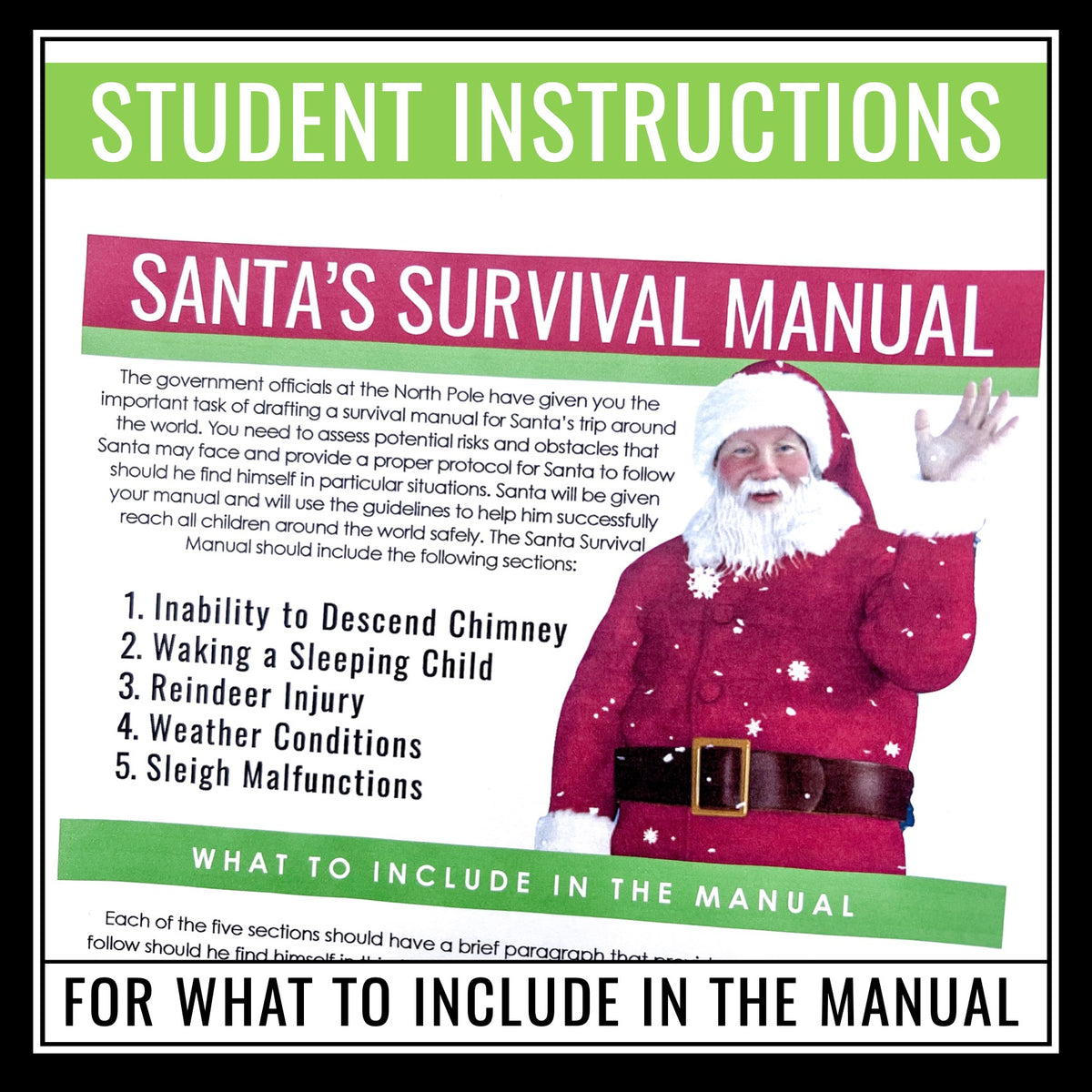 Christmas Writing Assignment - Santa Survival Manual Holiday Writing A ...
