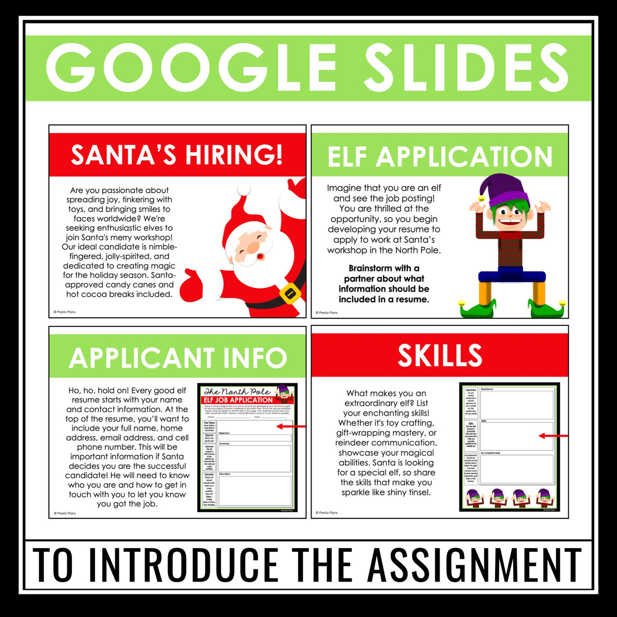 Christmas Writing Assignment - Elf Resume Creative Digital Holiday Act ...