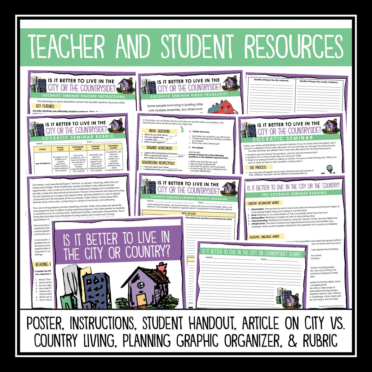 Socratic Seminar - City or Country Discussion Slides, Organizers, and ...