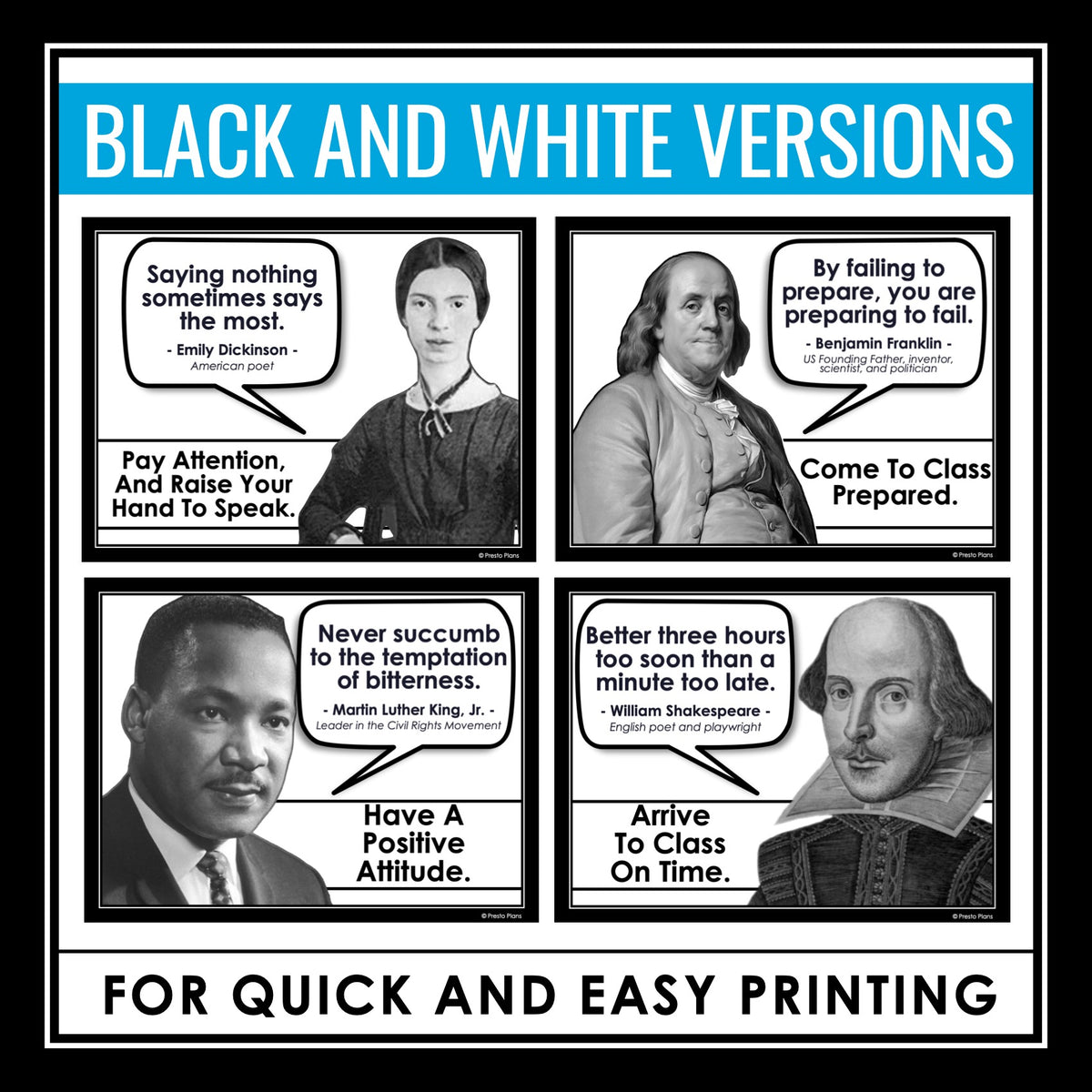 Class Rules Posters - Famous Quotes - Creative Back to School Bulletin ...