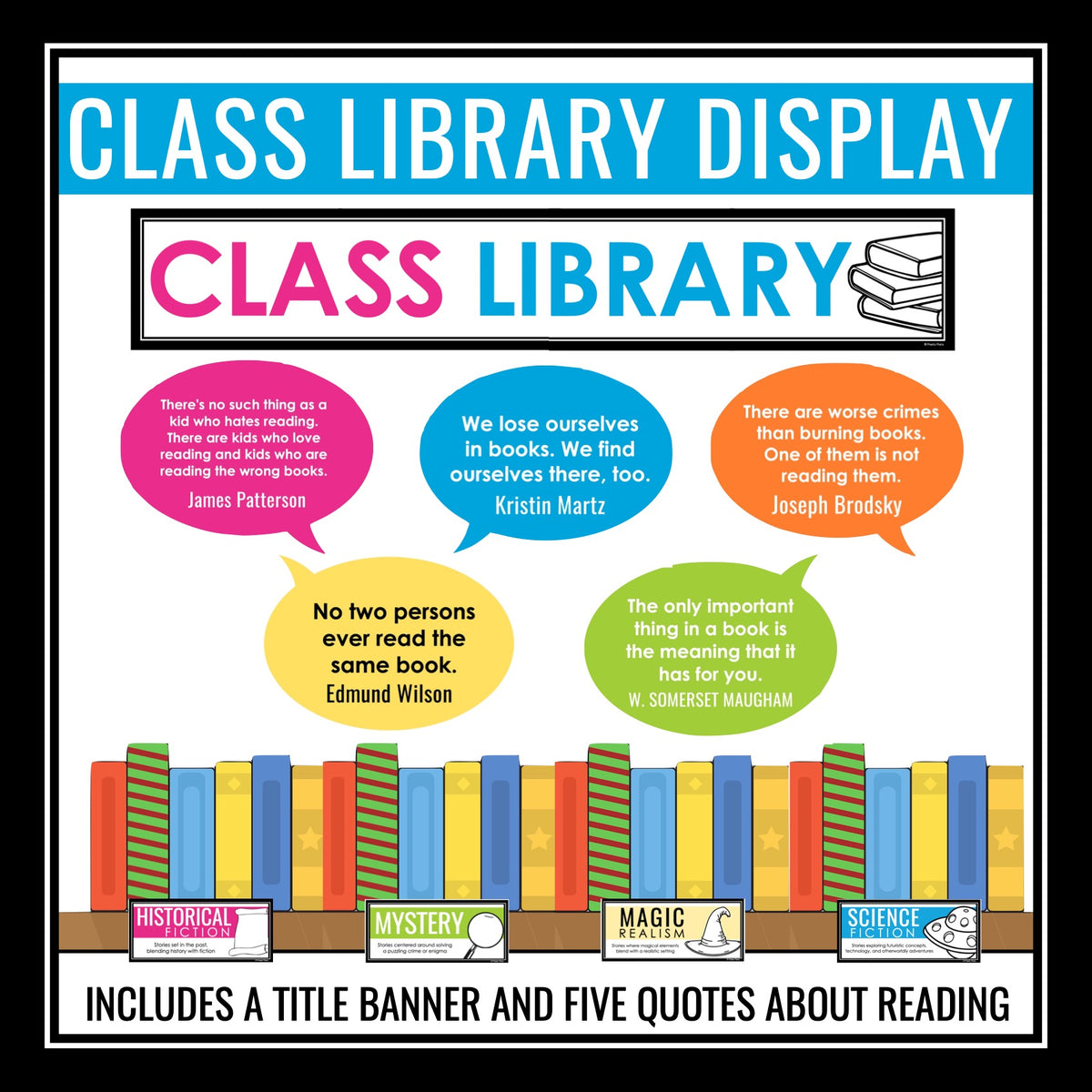 Classroom Library Labels for Novel Genres, Posters, and Book Sign-Out ...