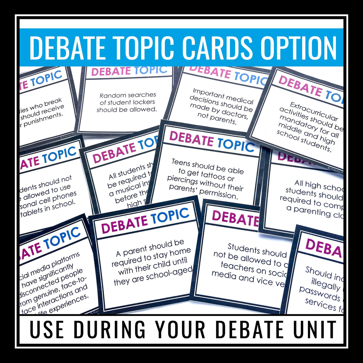 Debate Topics Bell Ringers Presentation Slides and Debate Task Cards A ...