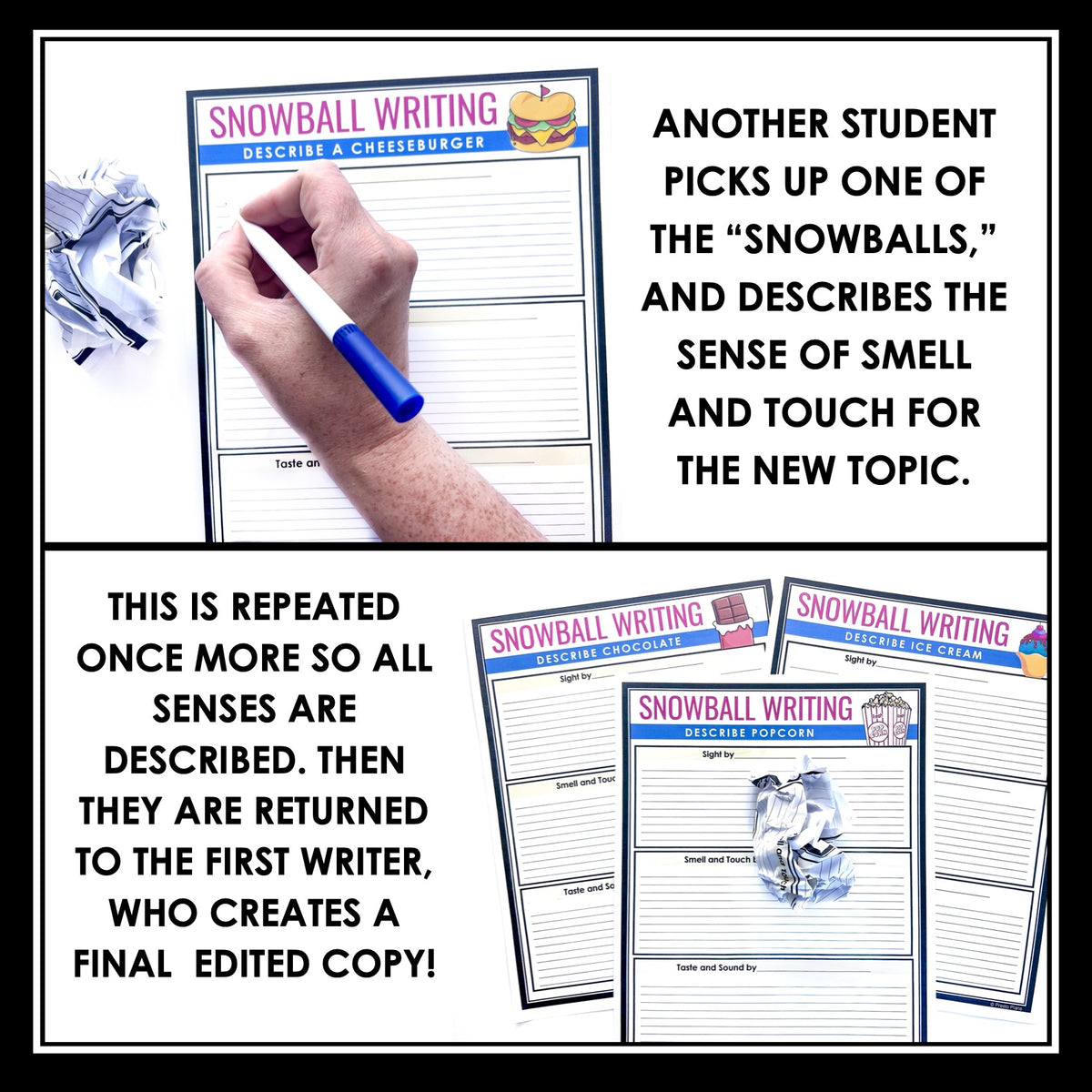 Descriptive Writing Activity - Snowball Writing Collaborative Imagery ...