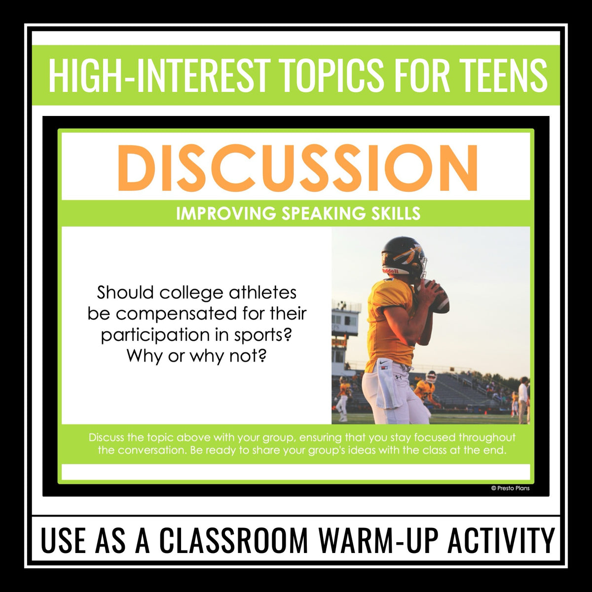 Discussion Prompts Speaking Activity for Middle or High - Presentation ...