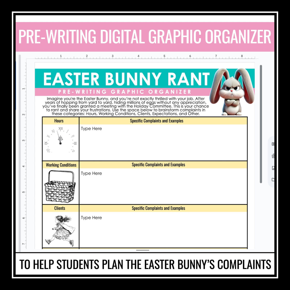 Easter Writing Activity – The Easter Bunny Rant Writing Digital Assign ...