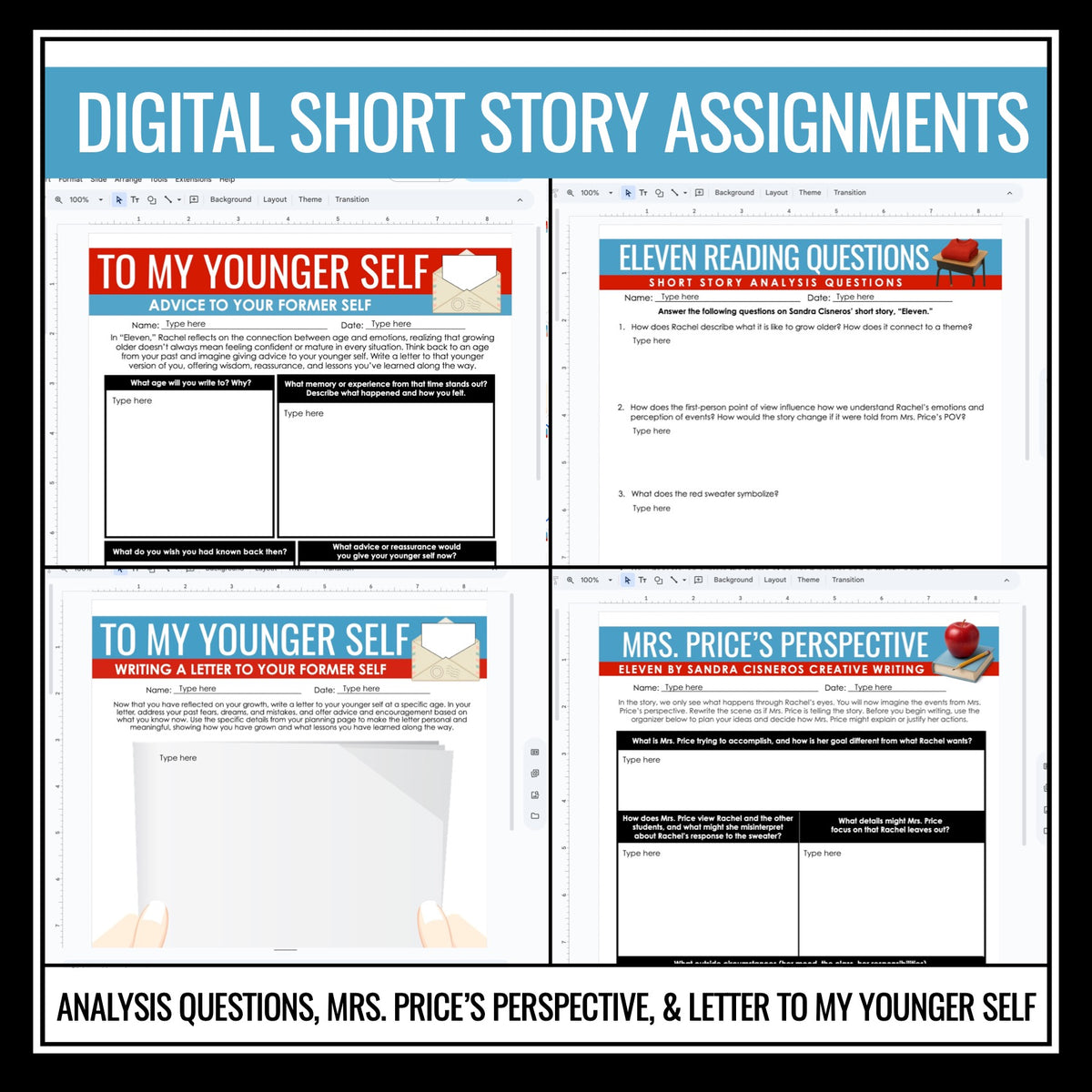 Eleven by Sandra Cisneros Digital Short Story Slides, Assignments, & A ...