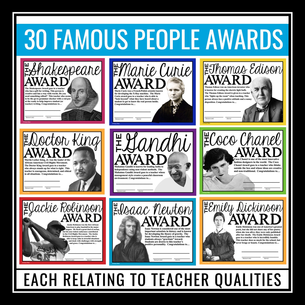 End of the Year Teacher Awards Bundle - 140 School Staff Award Certifi ...