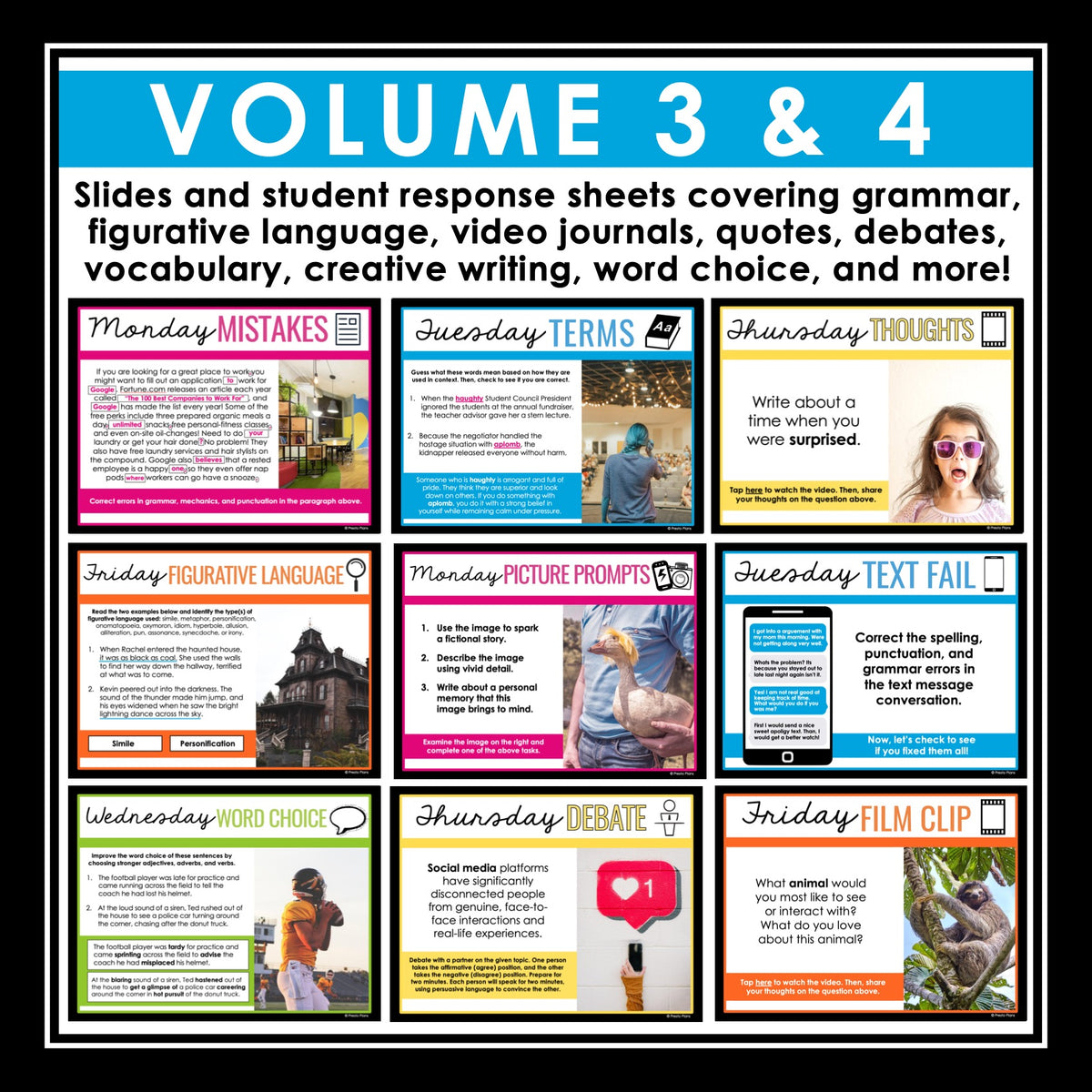 English Bell Ringers Bundle - Creative Weekly ELA Warm Ups - All Print ...