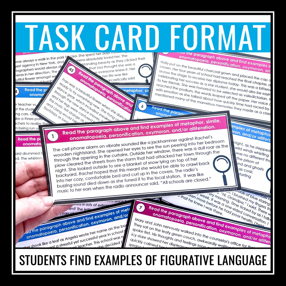 Figurative Language Bell Ringers and Task Cards - Literary Devices Act ...