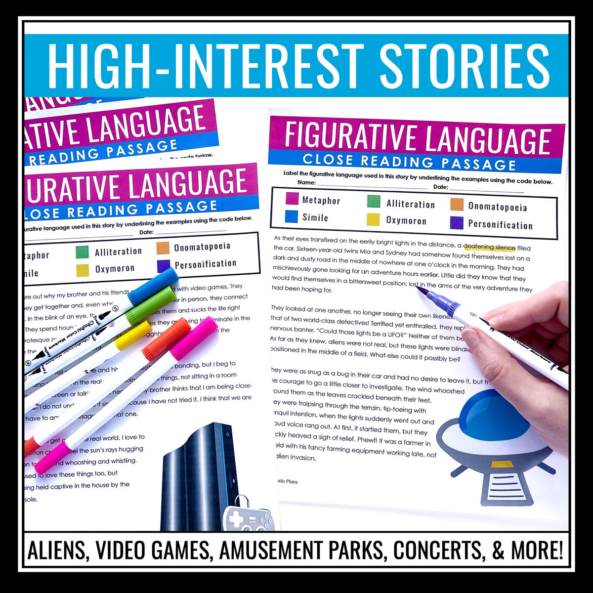Figurative Language Close Reading Stories Assignments Literary Devices