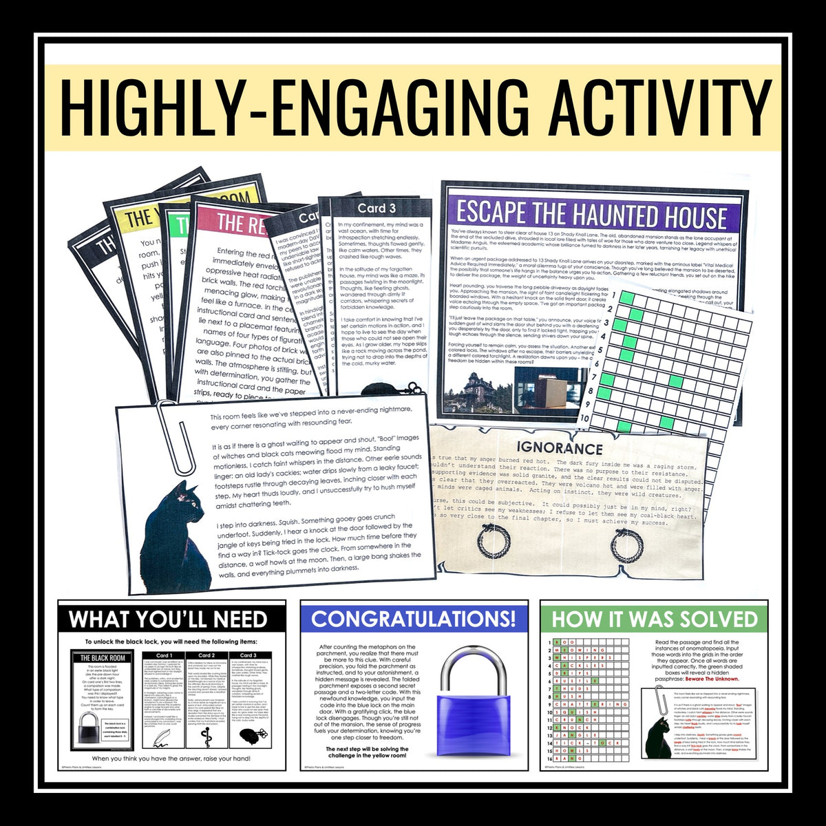 Figurative Language Escape Room Literary Devices Breakout Activity Hau ...