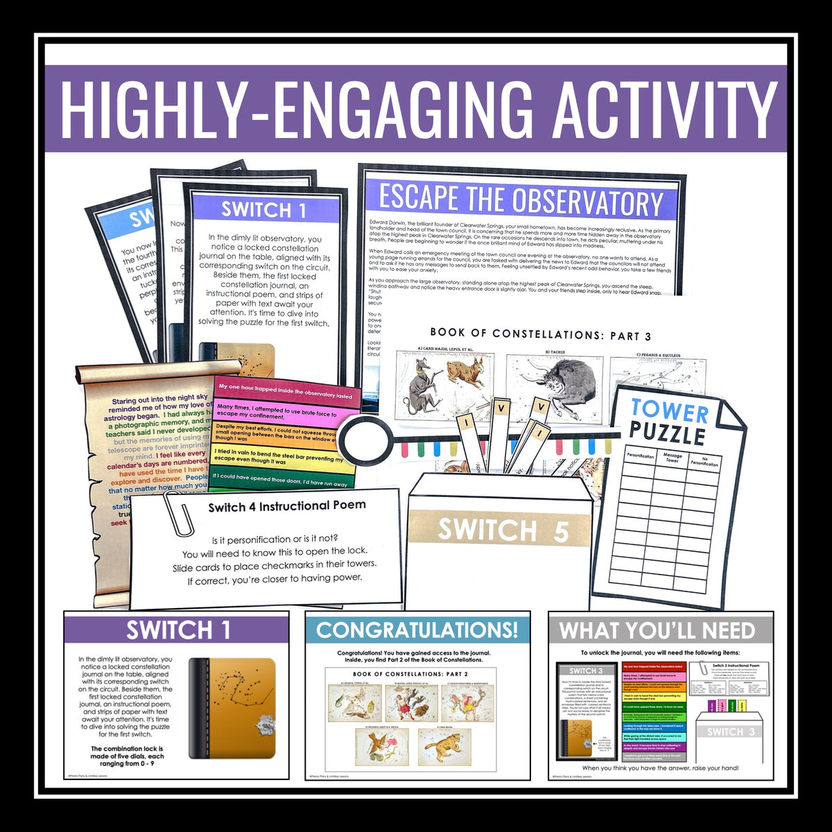 Figurative Language Escape Room Literary Devices Breakout Activity - O ...