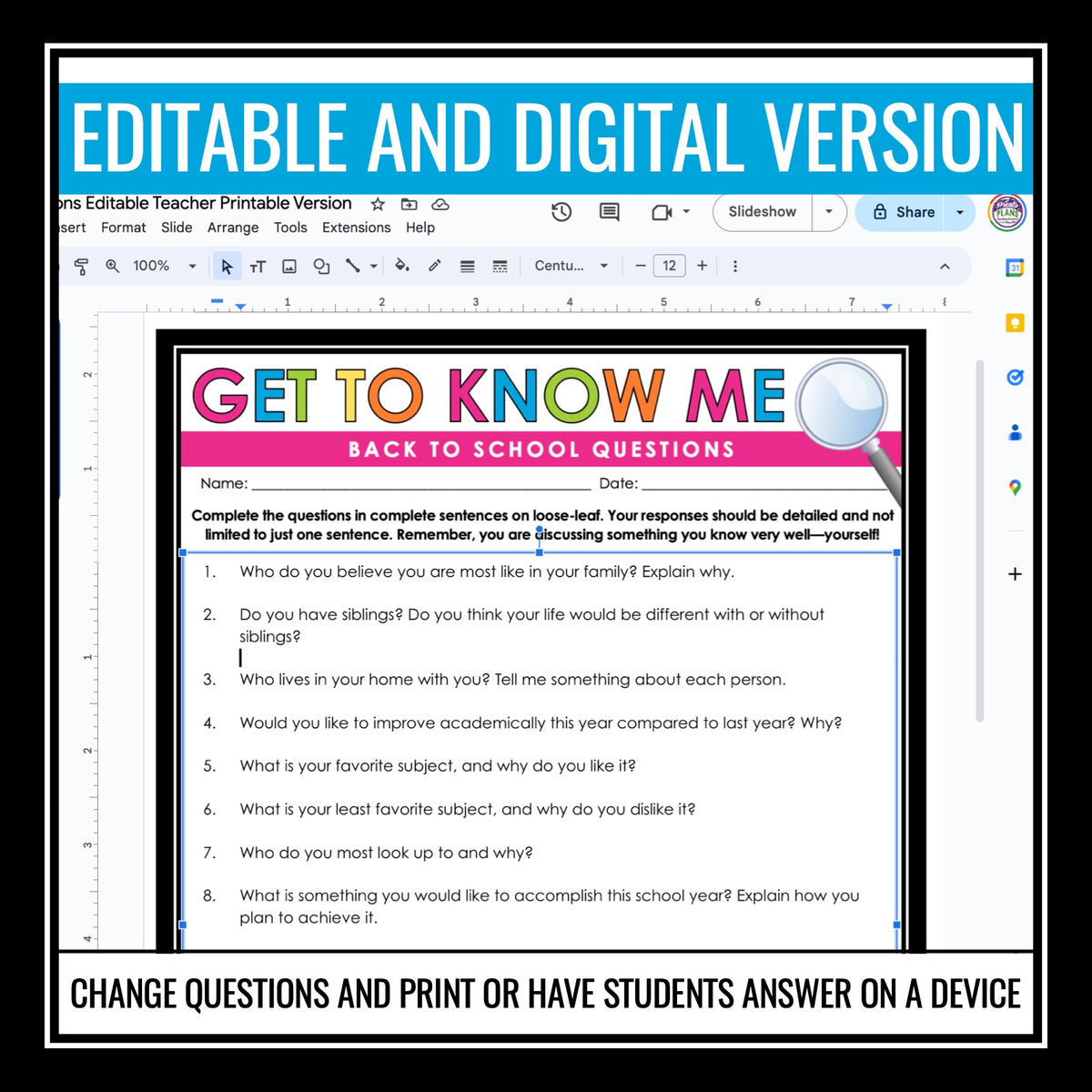 First Day of School Questions to Get to Know Students - Back to School ...